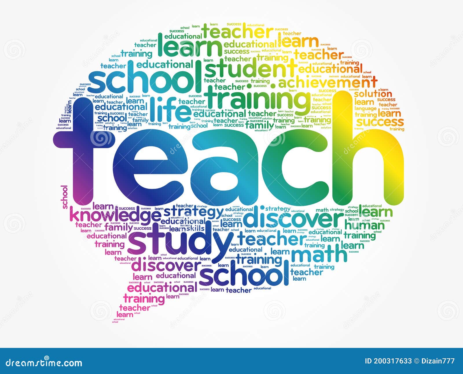 TEACH Think Bubble Word Cloud Collage Stock Illustration - Illustration ...