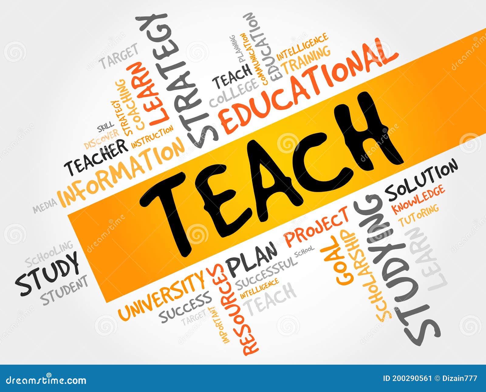 TEACH word cloud stock illustration. Illustration of lesson - 200290561