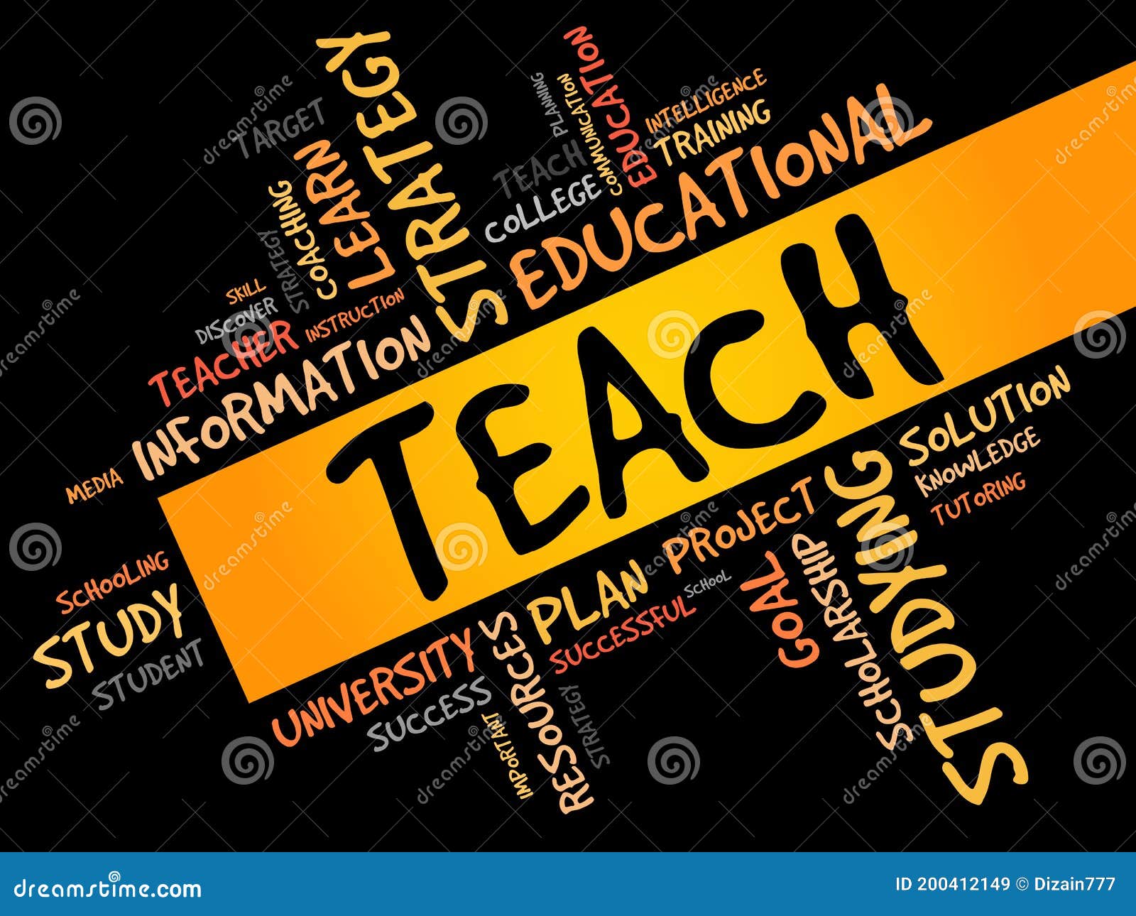 TEACH word cloud stock illustration. Illustration of lesson - 200412149