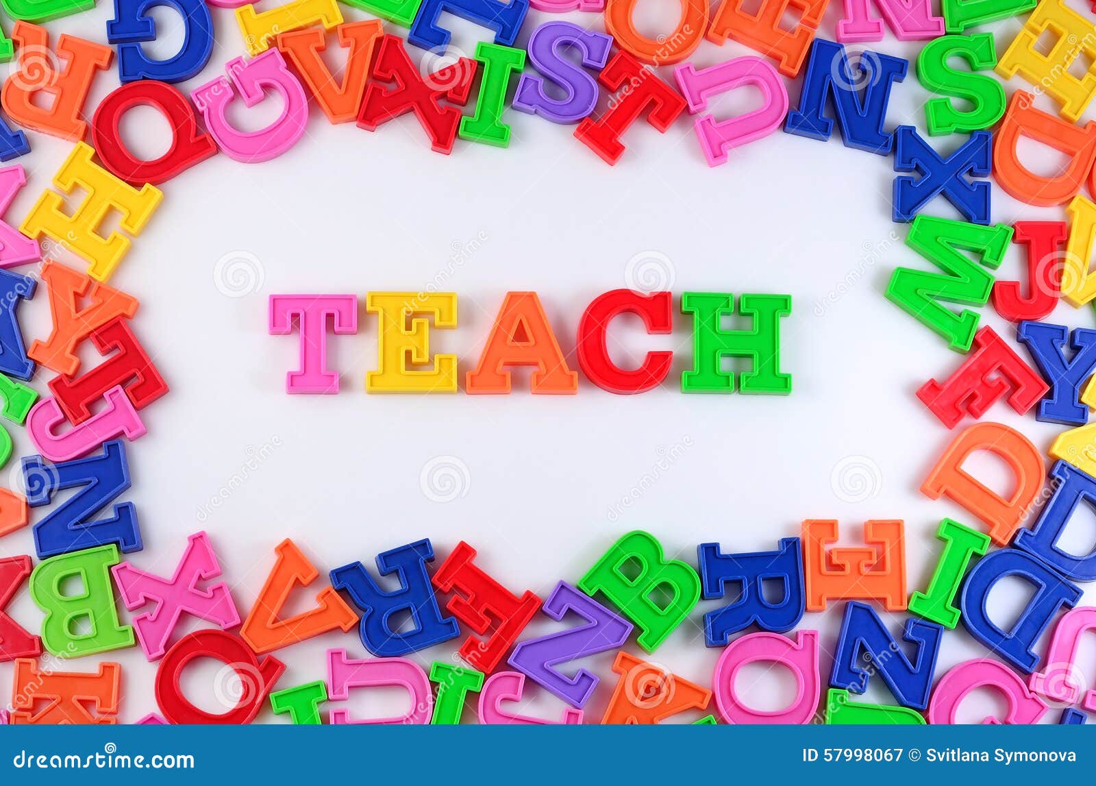 Teach Written By Plastic Colorful Letters On A White Royalty-Free Stock ...