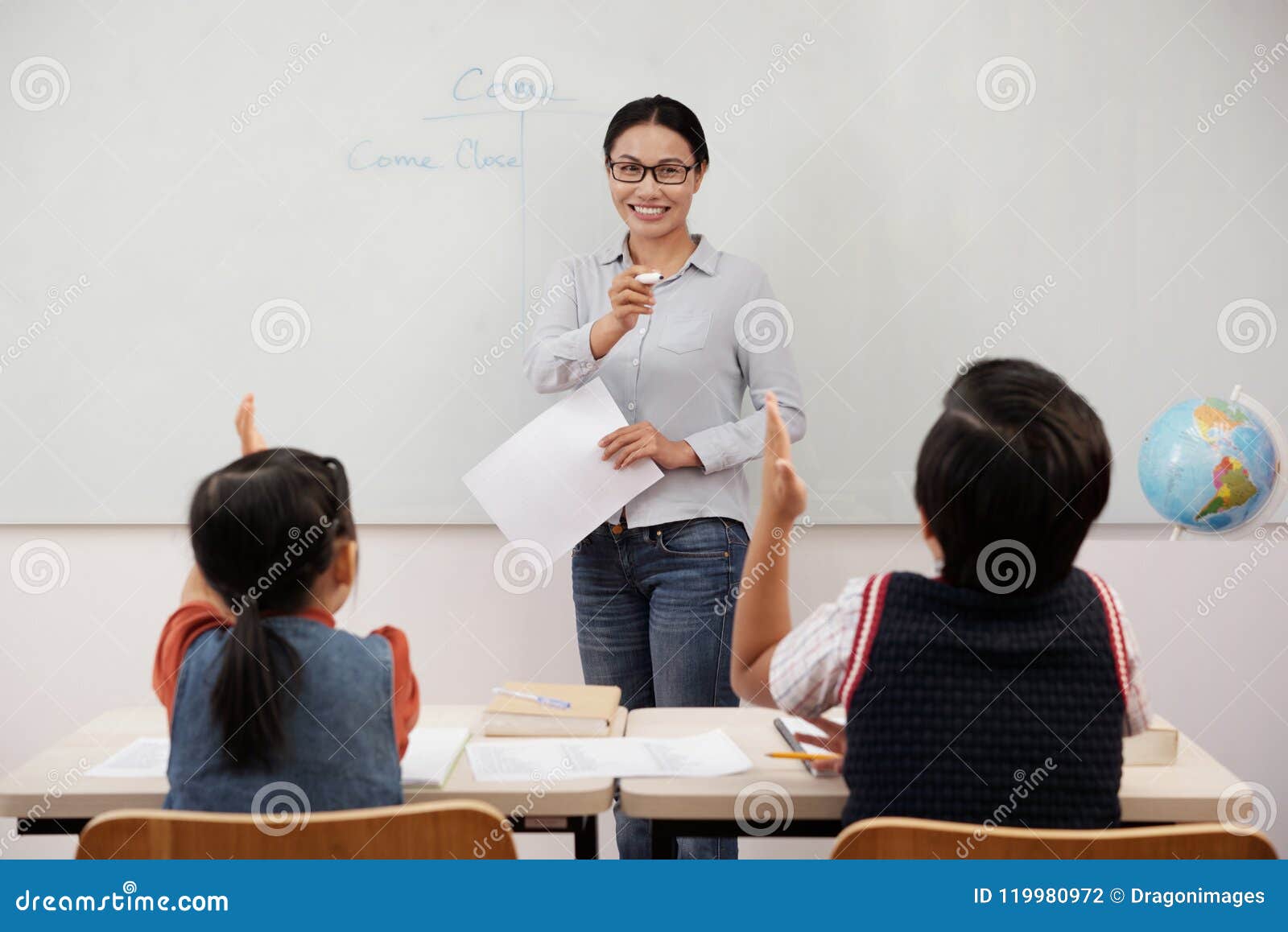 Teacher asking question stock photo. Image of whiteboard - 119980972