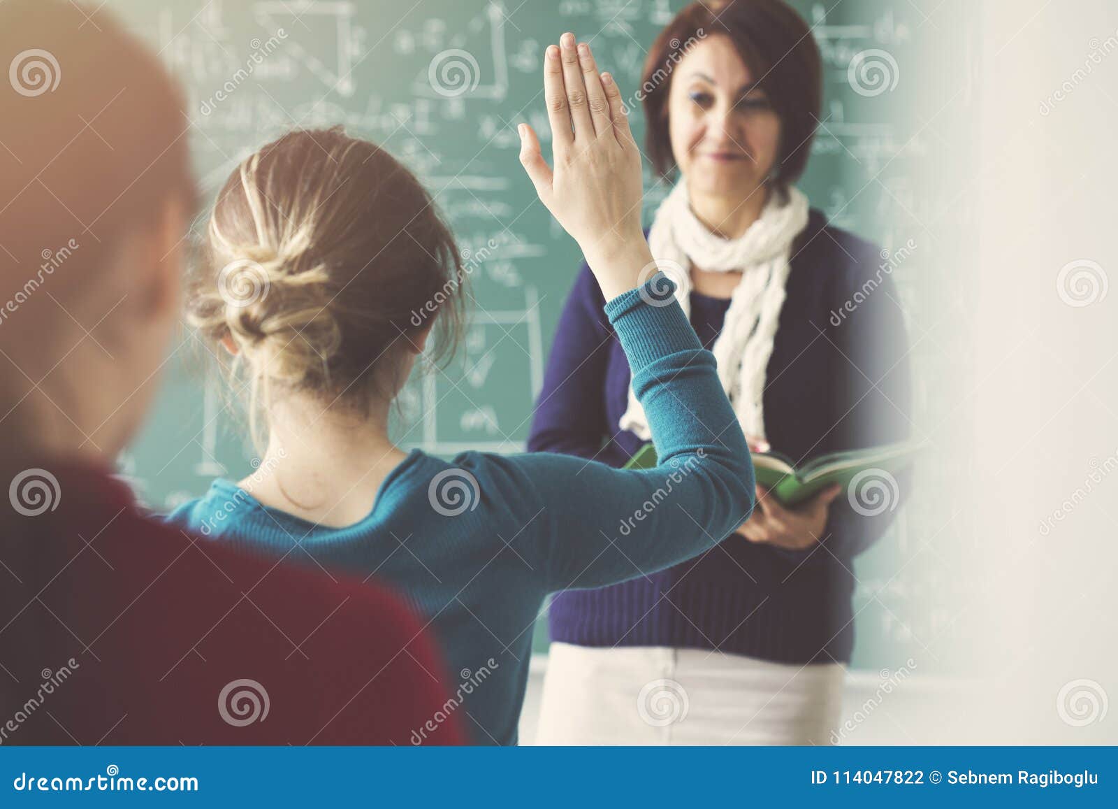 Teacher Asking Question and Student Hand Stand Up Request To Answer ...