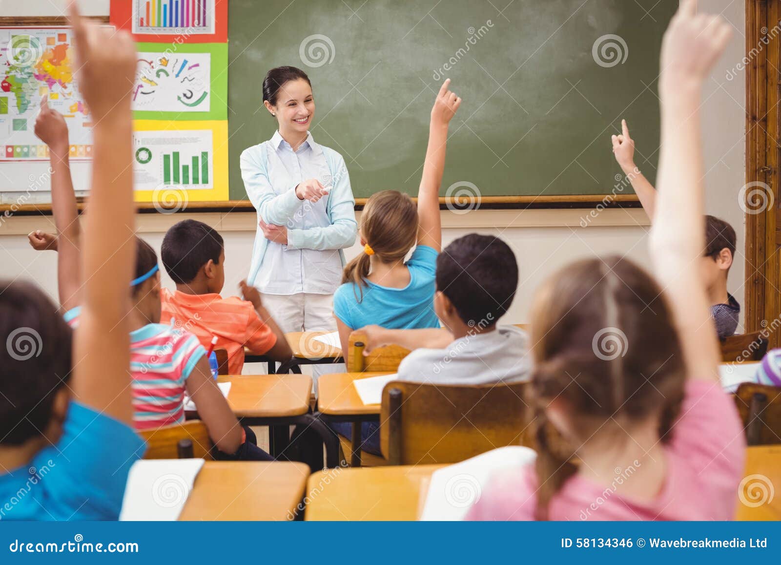 Teacher Asking a Question To Her Class Stock Photo - Image of lesson ...