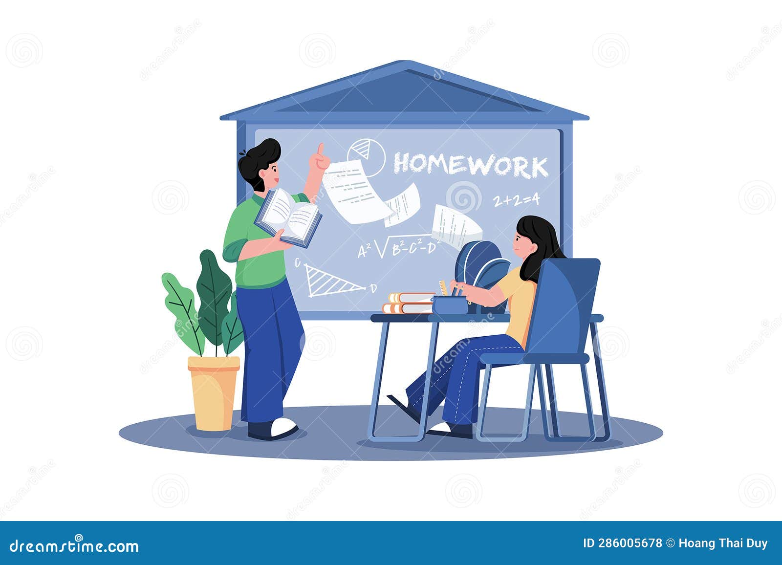 A Teacher Assigns Homework To Students Stock Vector - Illustration of ...