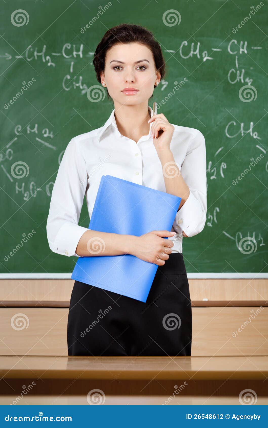 Teacher at the blackboard stock photo. Image of earnest - 26548612
