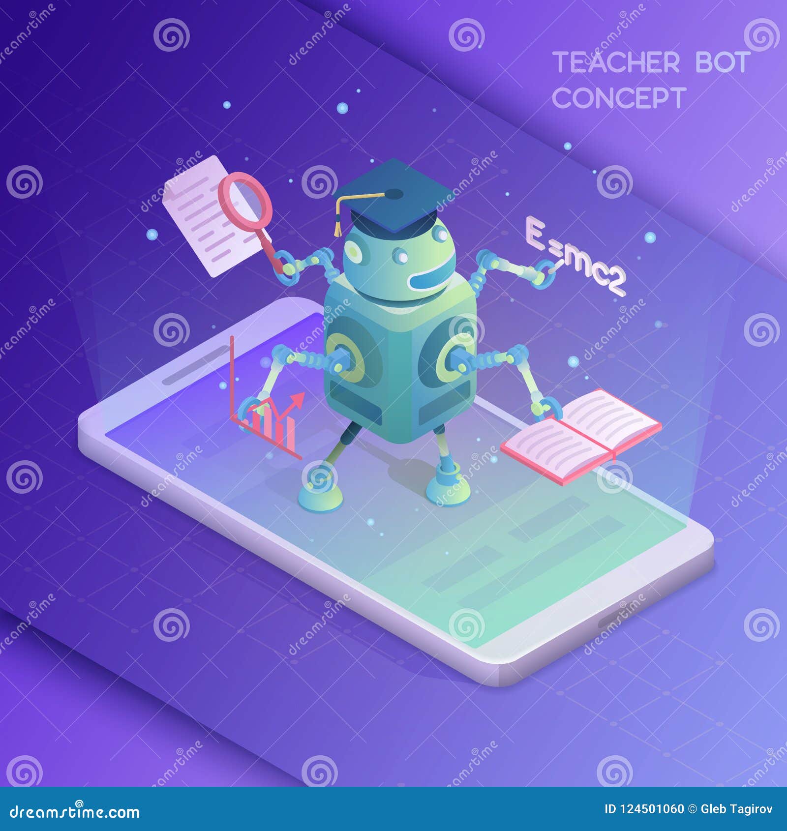 Teacher bot concept. stock vector. Illustration of business - 124501060