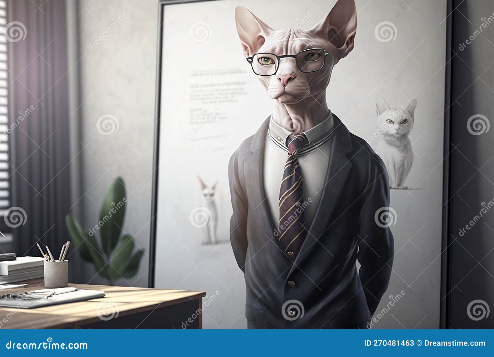 Teacher Cat in the Classroom Near Whiteboard during the Lesson ...