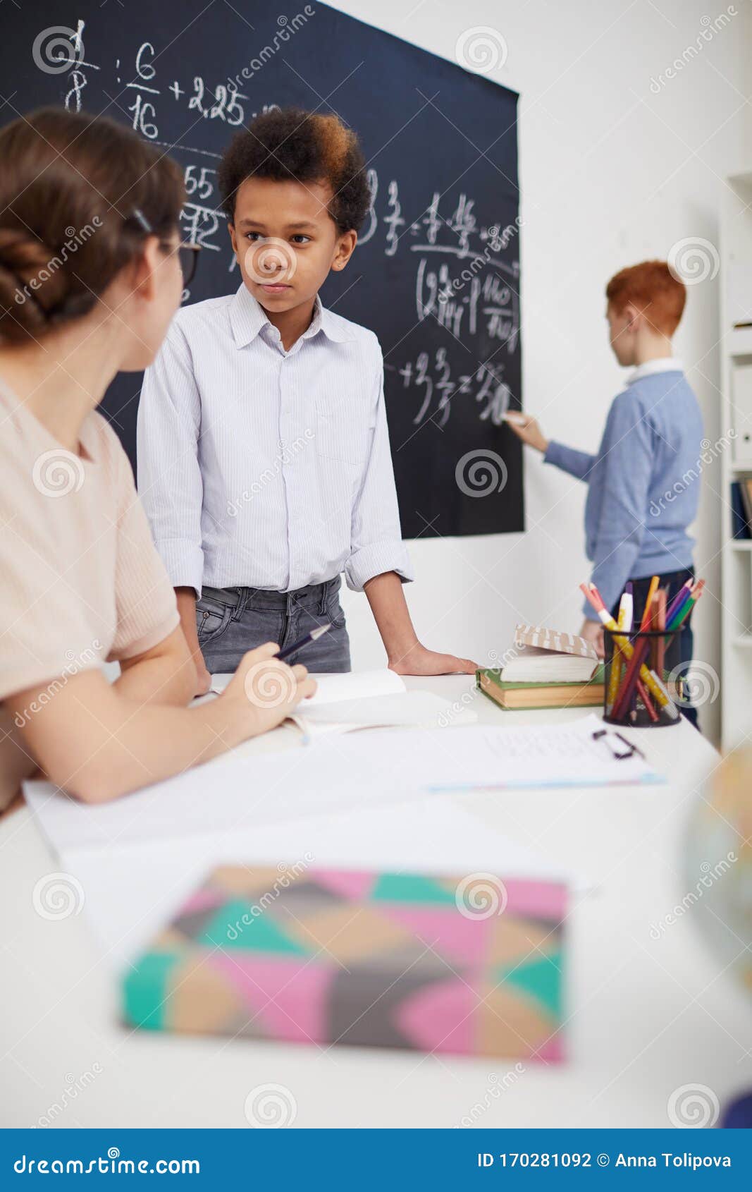 Teacher Checking Knowledge of Students Stock Photo - Image of student ...