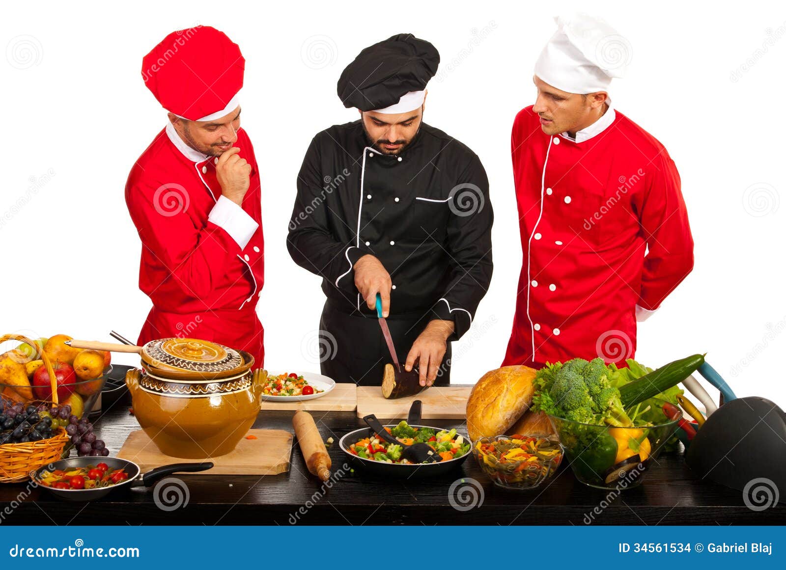 Teacher chef with students stock photo. Image of posing - 34561534