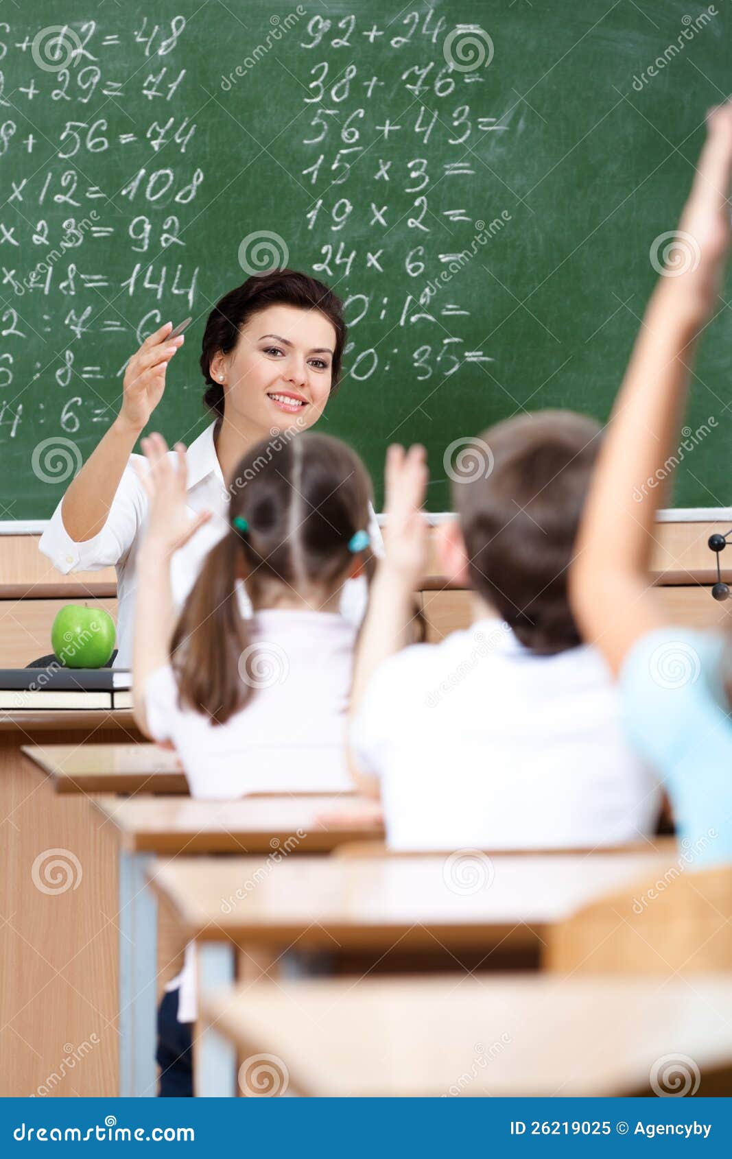 Teacher Chooses Pupils To Answer the Question Stock Image - Image of ...