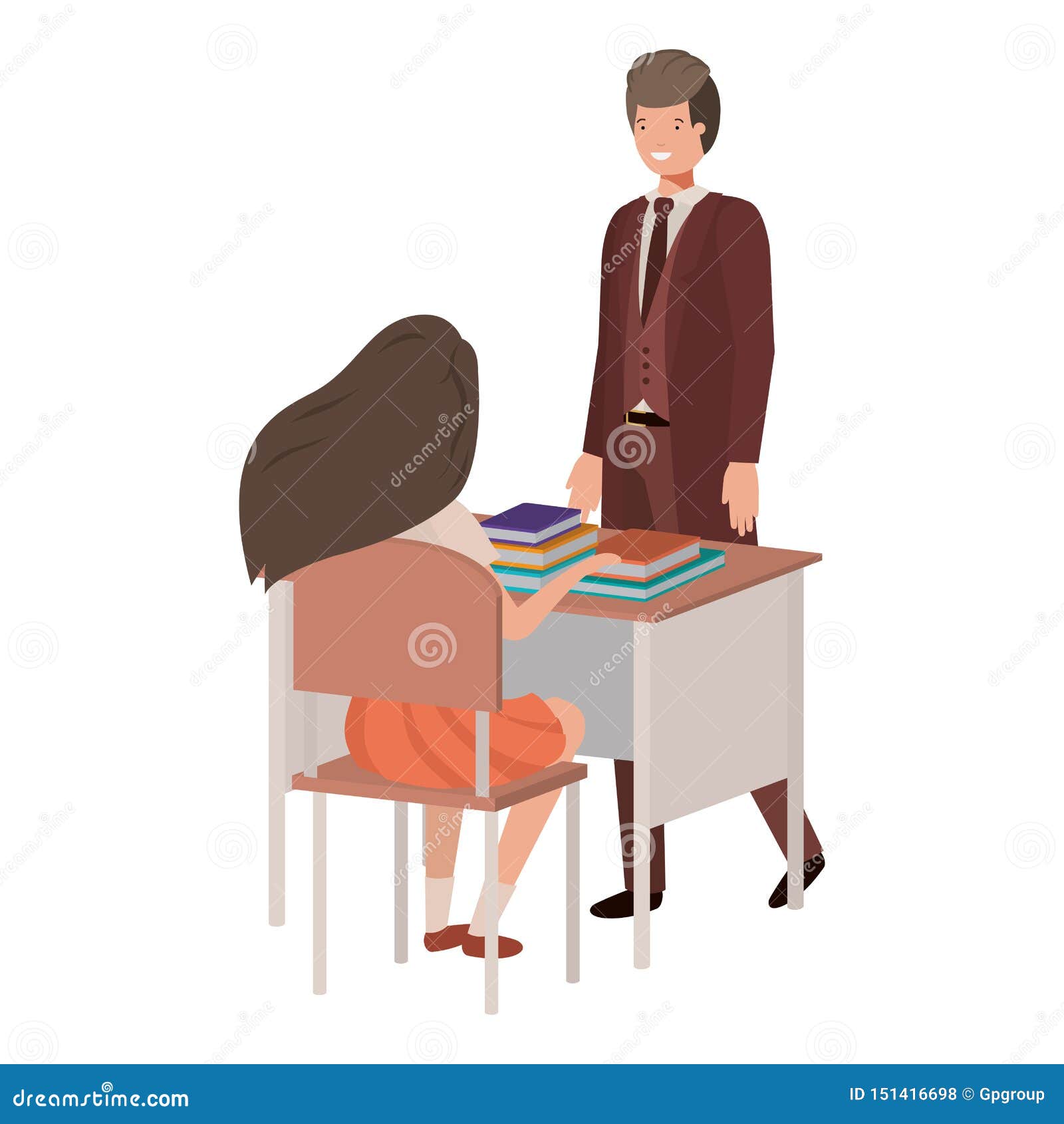 Teacher in the Classroom with Student Avatar Character Stock Vector ...