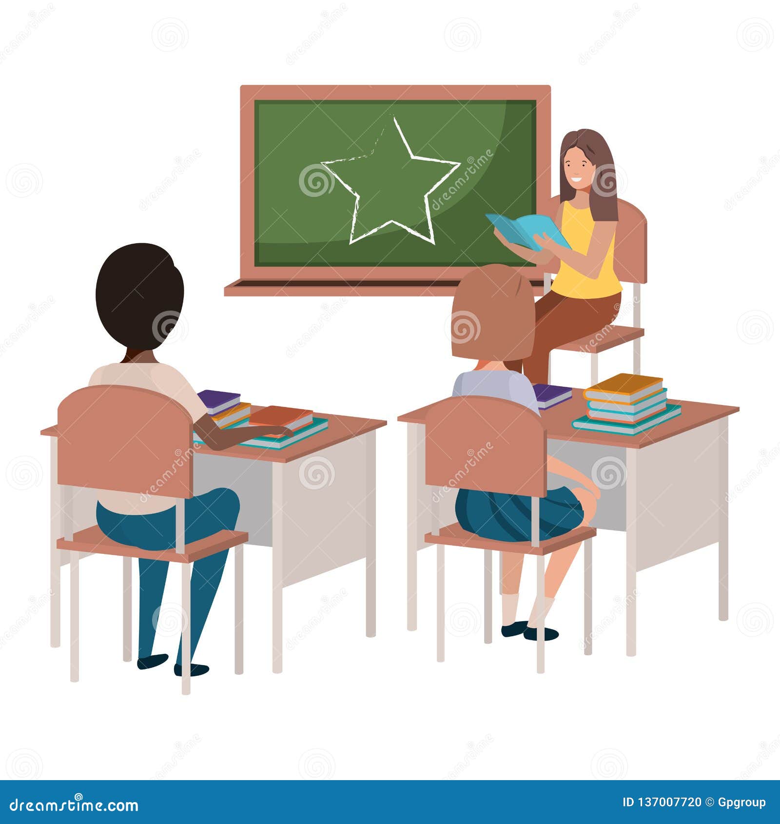 Teacher in Classroom with Students Avatar Character Stock Vector ...