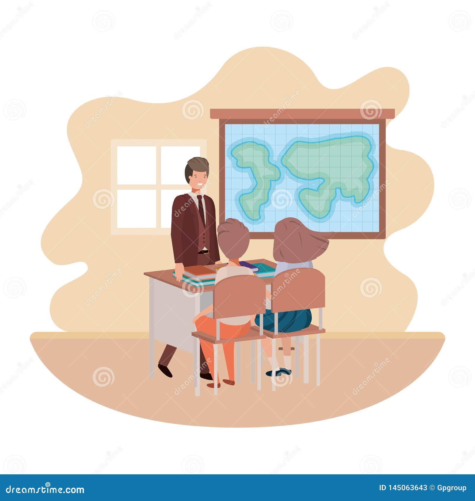 Teacher in the Classroom with Students Avatar Character Stock Vector ...