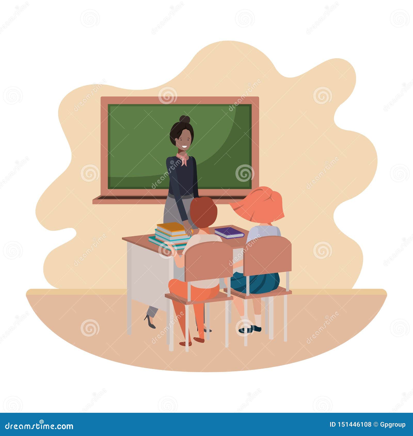Teacher in the Classroom with Students Avatar Character Stock Vector ...