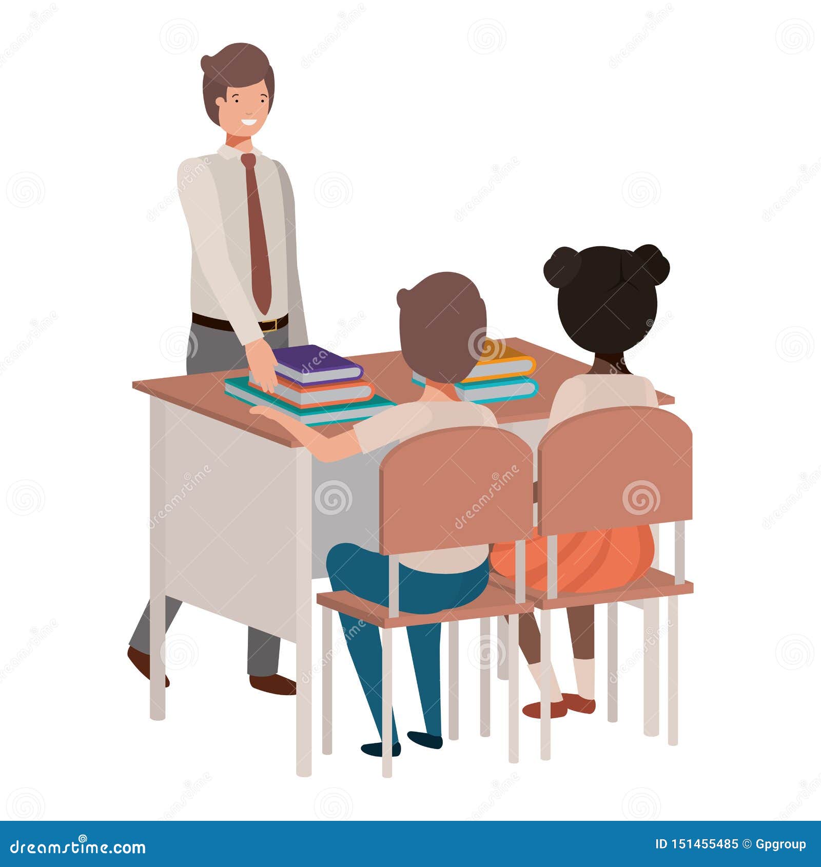 Teacher in the Classroom with Students Avatar Character Stock Vector ...