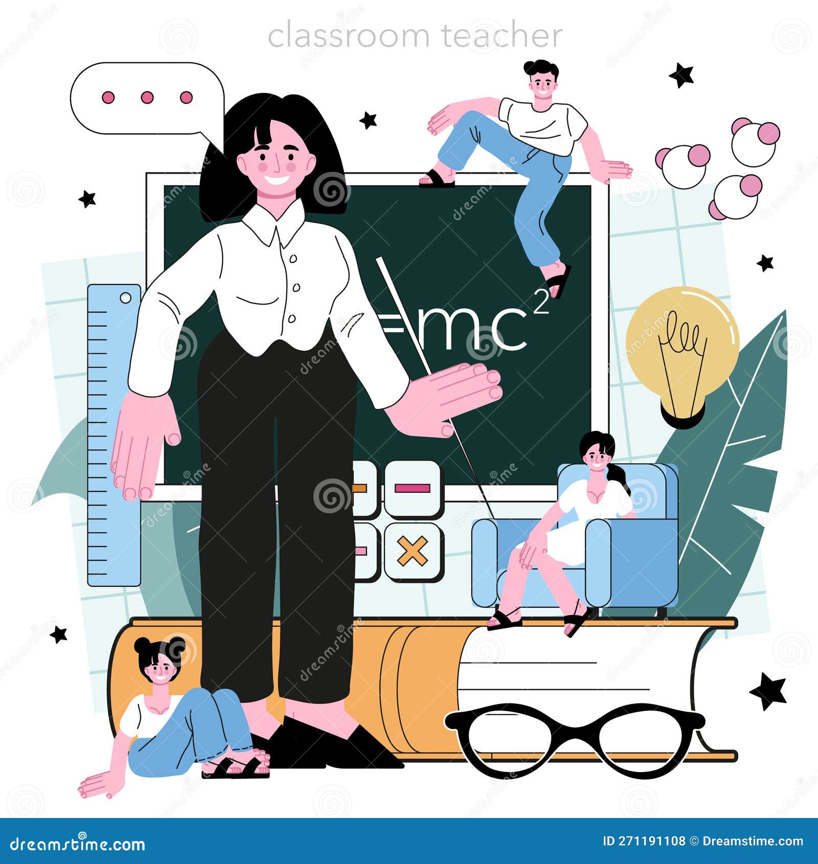 Teacher Concept. Professor Conduct a Lesson in a Classroom Stock Vector ...