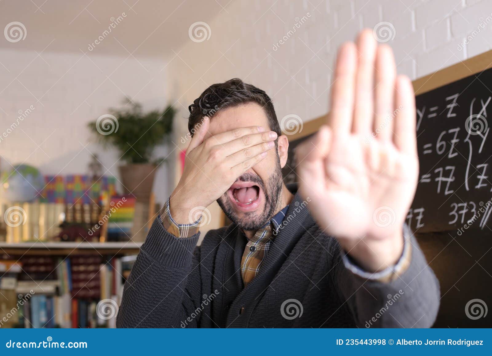 Teacher Covering Eyes with Embarrassment Stock Photo - Image of ...