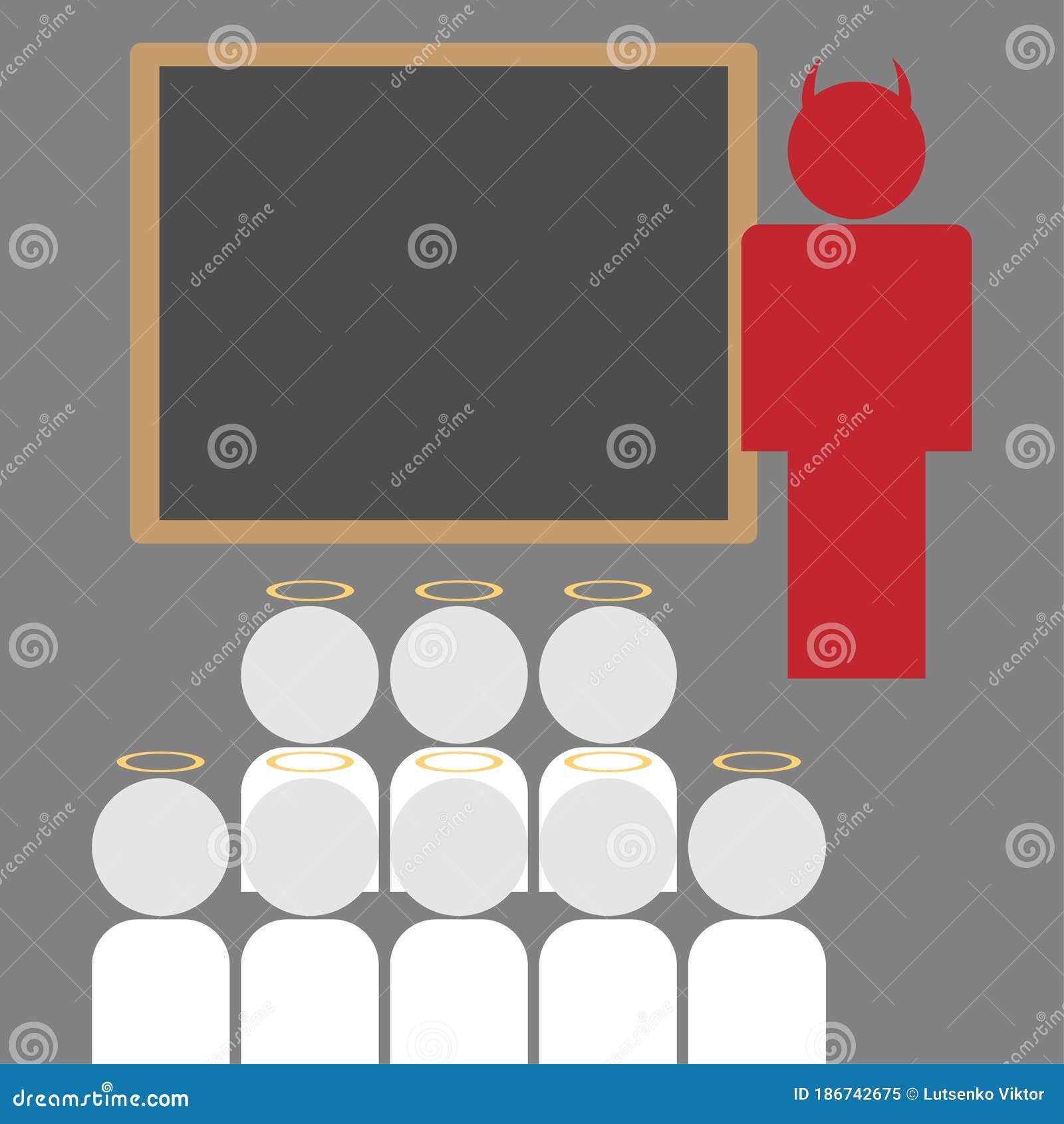 Teacher Devil Students Saints in the Classroom Stock Illustration ...