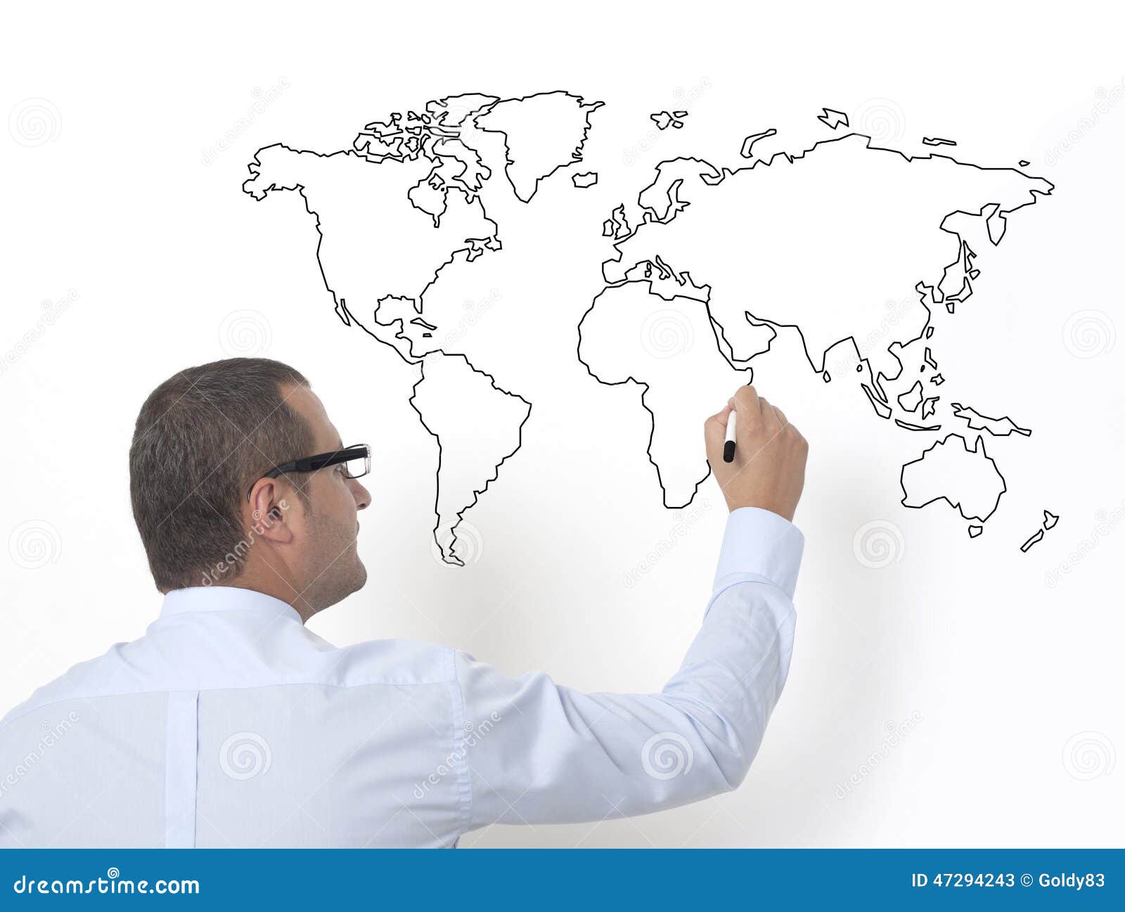 Teacher Drawing the World Map Stock Image - Image of sketching, sketch ...