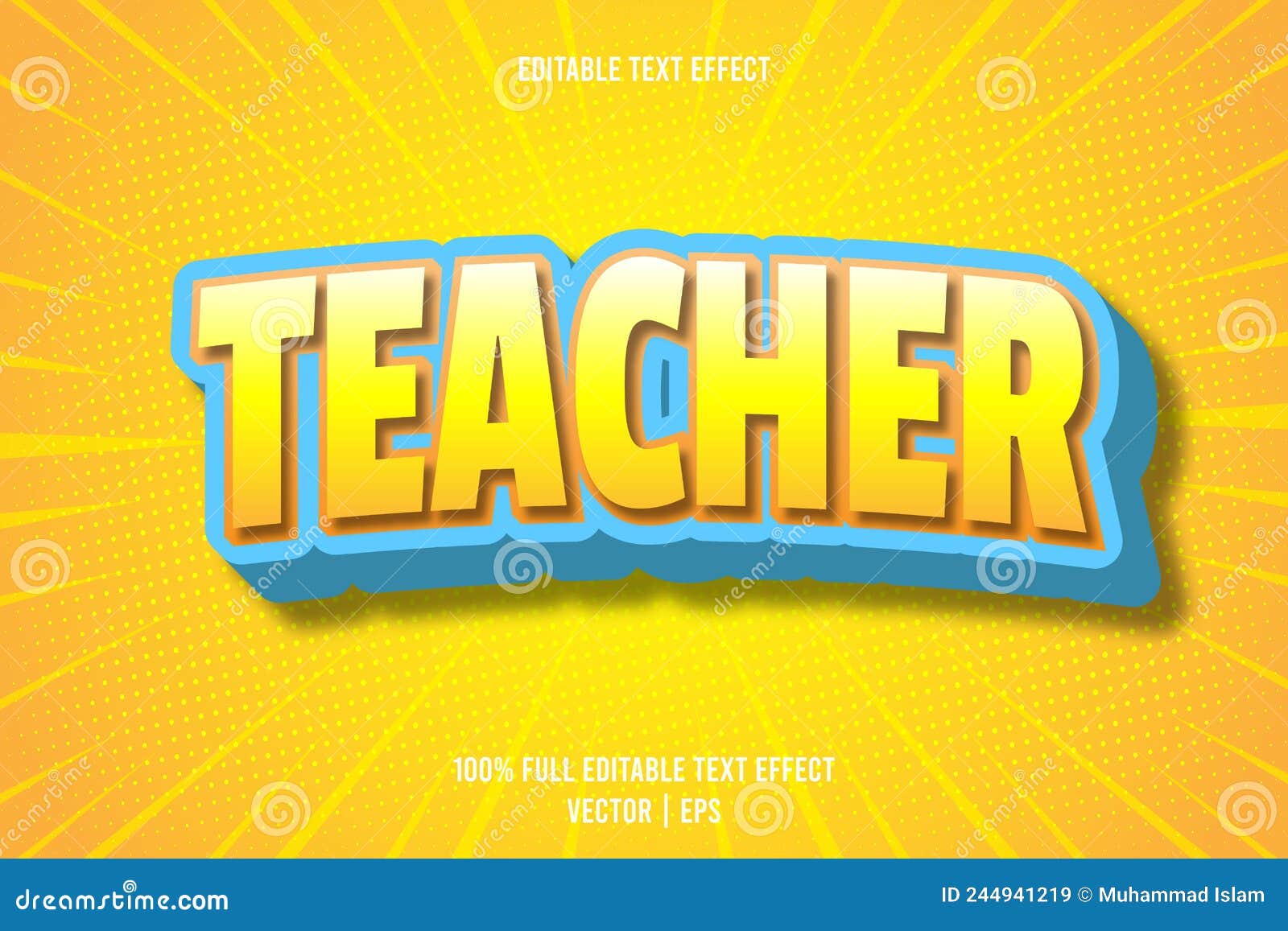 Teacher Editable Text Effect 3 Dimension Emboss Cartoon Style Stock ...