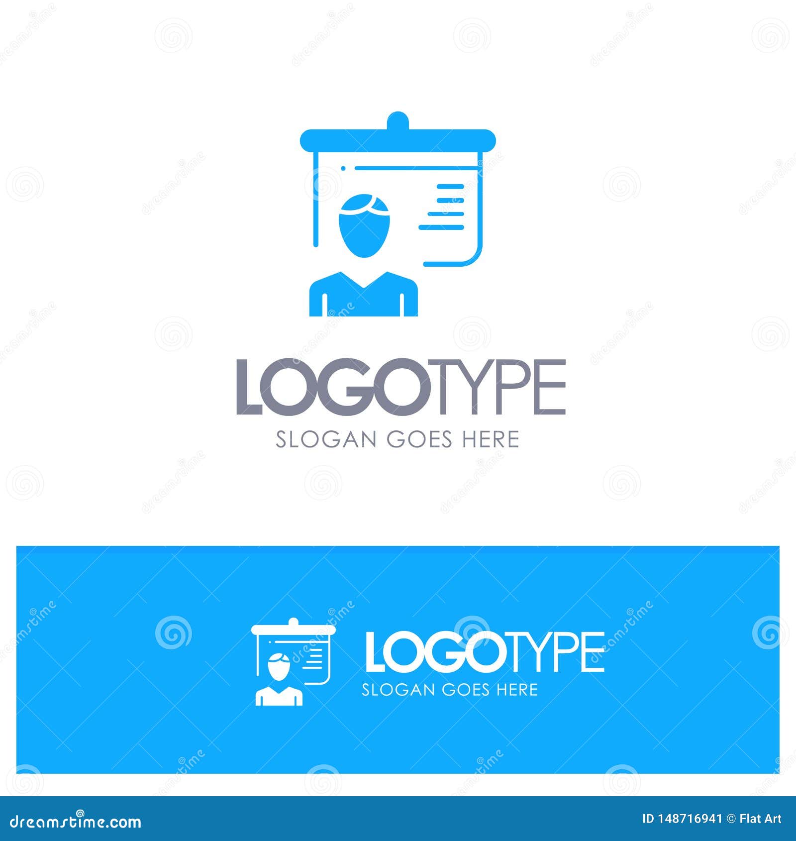 Teacher, Education, Presentation, School Blue Solid Logo with Place for ...