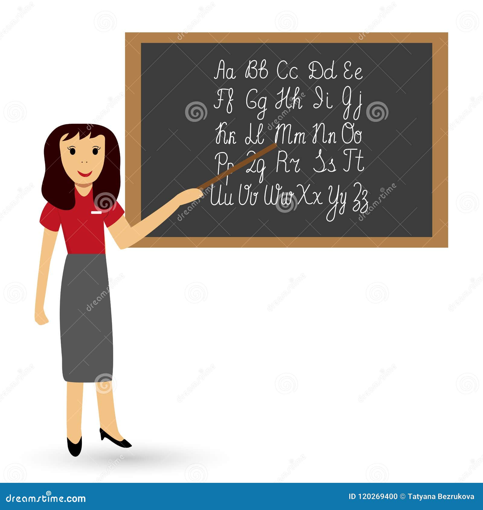Teacher of Elementary Grades. Learn the Alphabet. Vector Illustration ...