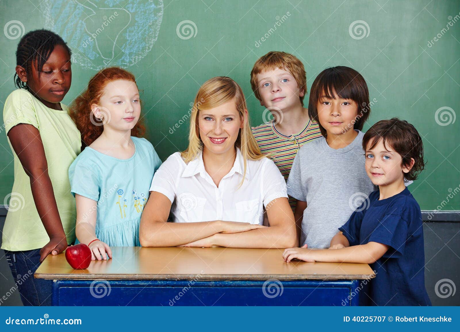 Teacher with Elementary School Stock Image - Image of student ...