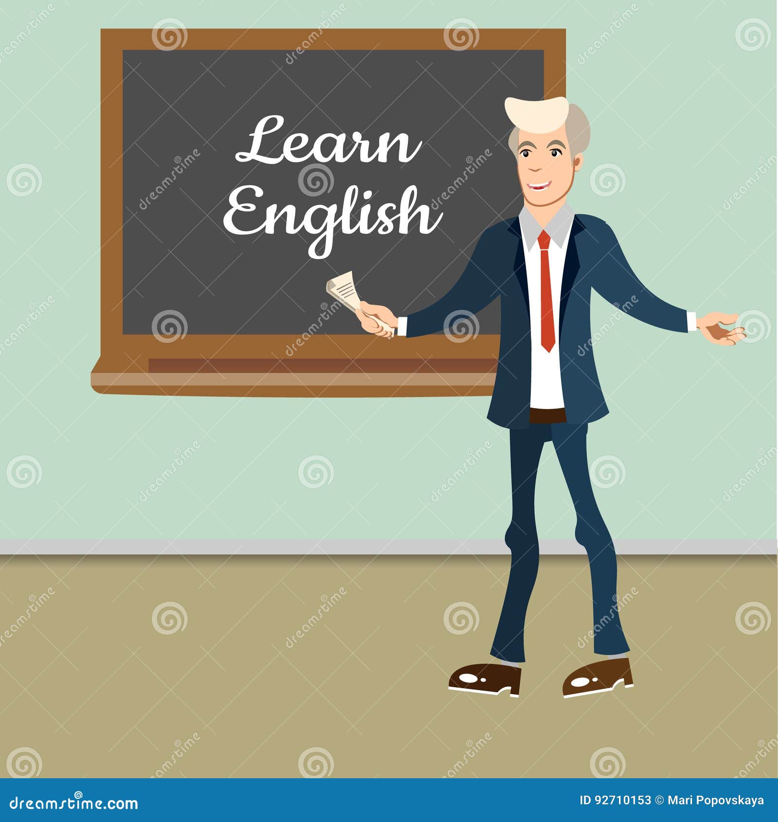 English Lesson At School - Cartoon People Characters Illustration ...