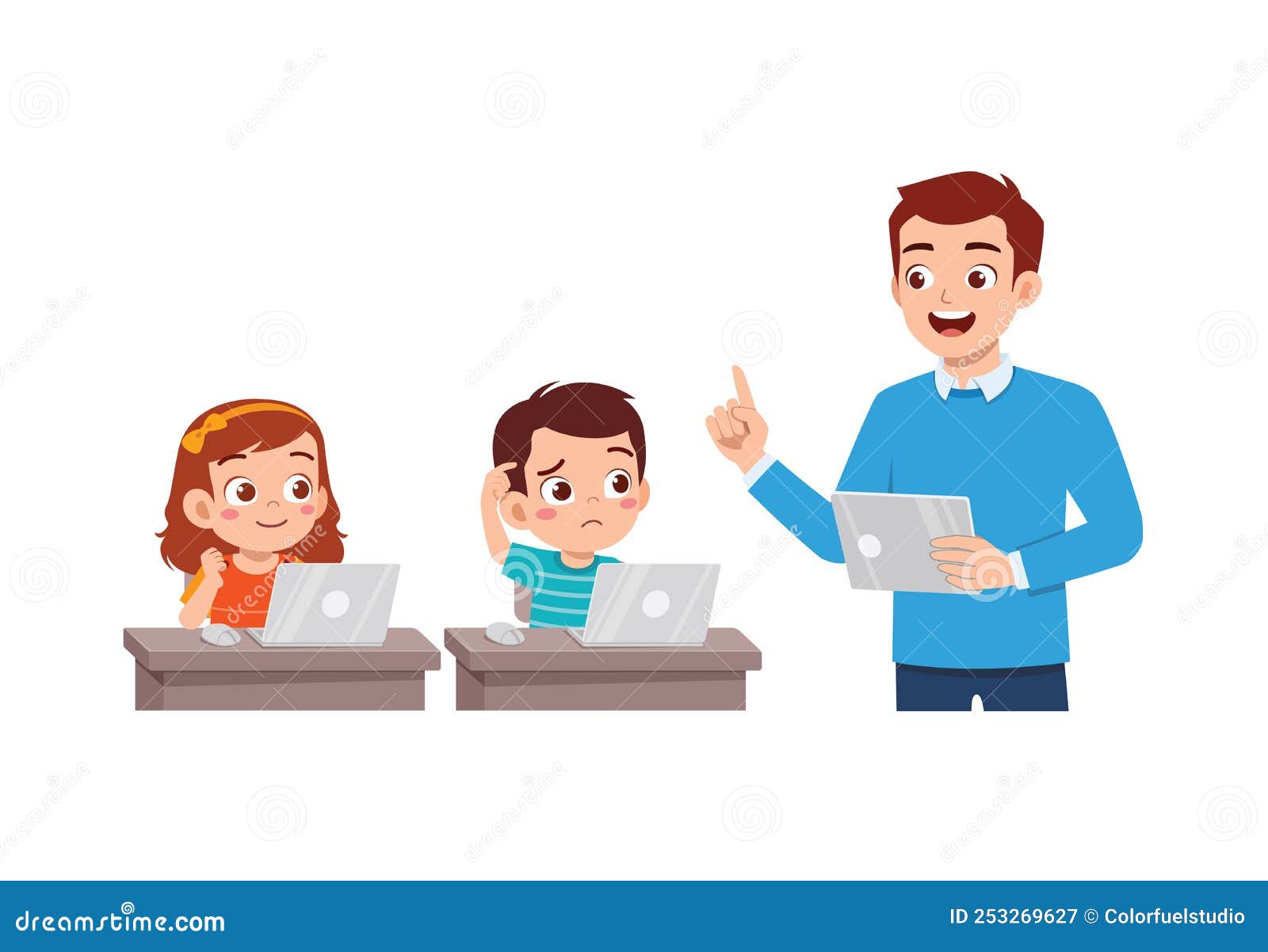 Teacher Explain about Computer and Internet To Student Stock ...