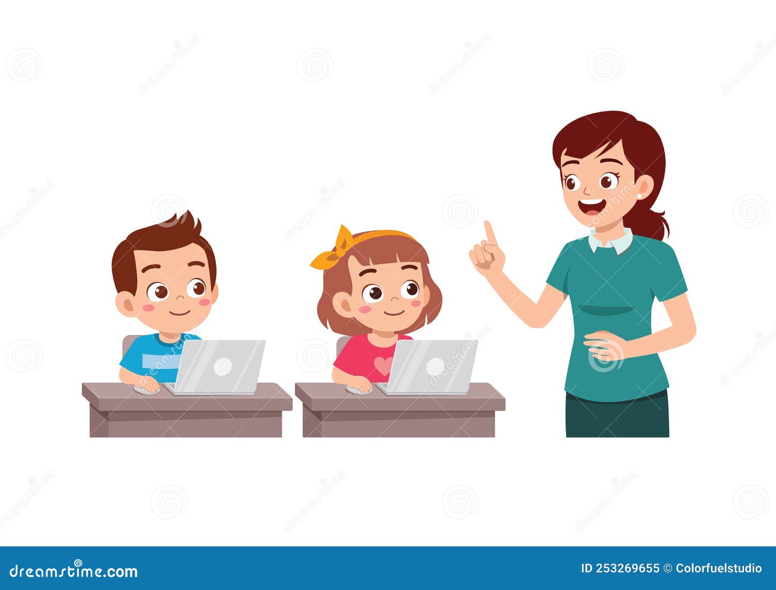 Teacher Explain about Computer and Internet To Student Stock ...