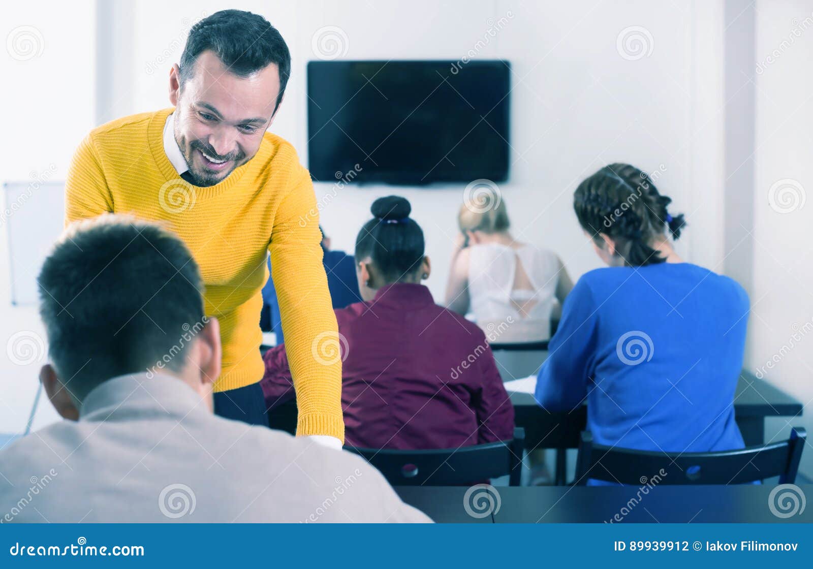 Teacher Explaining Difficult Problem To Student Stock Photo - Image of ...