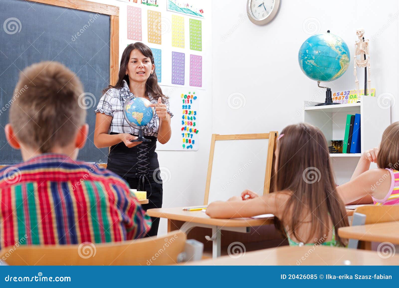 Teacher Explaining about Earth Globe Stock Image - Image of class ...