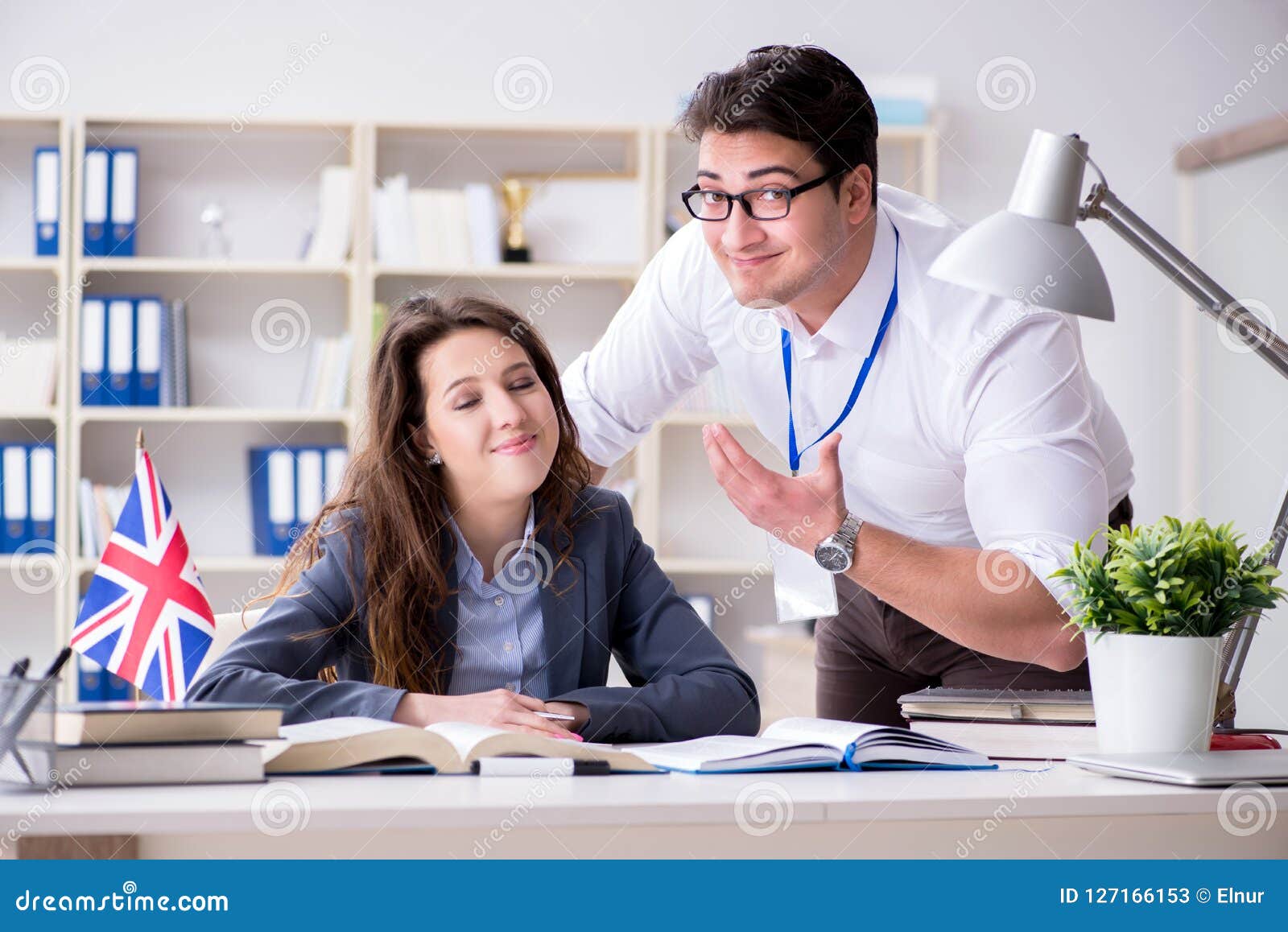 The Teacher Explaining To Student at Language Training Stock Image ...