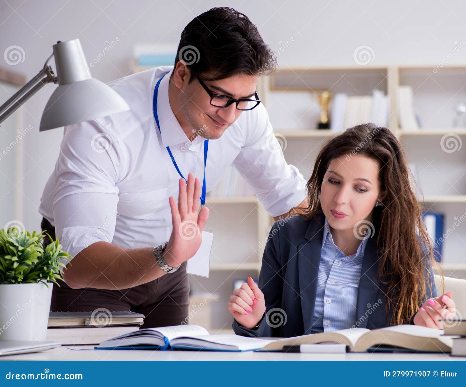 Teacher Explaining To Student at Lecture Stock Image - Image of proctor ...