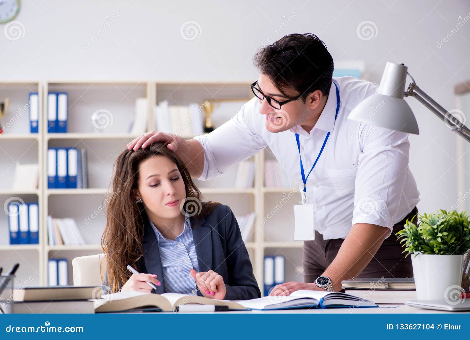 The Teacher Explaining To Student at Lecture Stock Photo - Image of ...