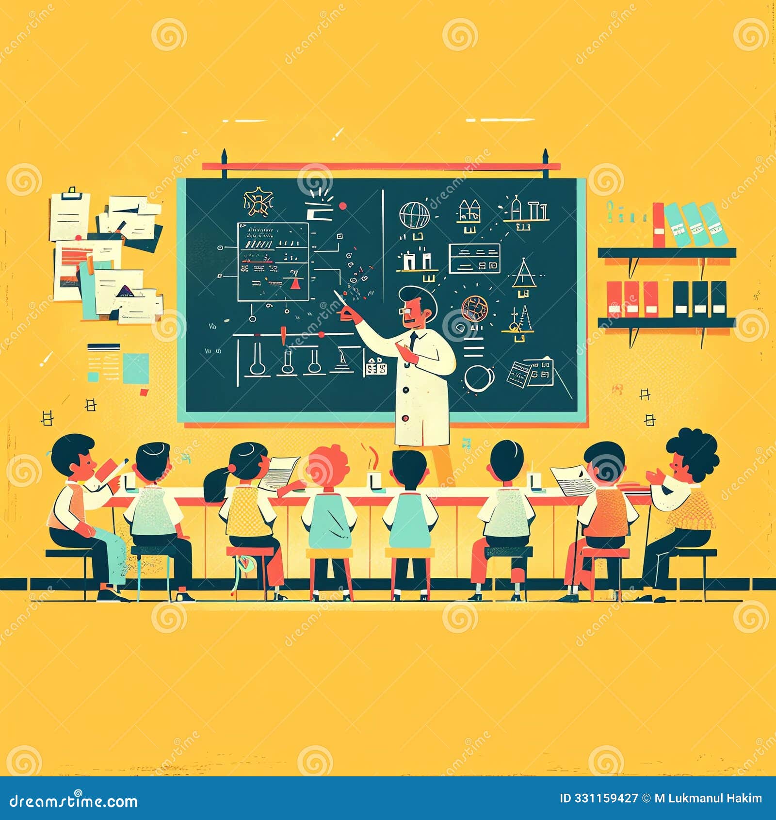 Teacher Explains Scientific Formula To Students in Classroom Setting ...