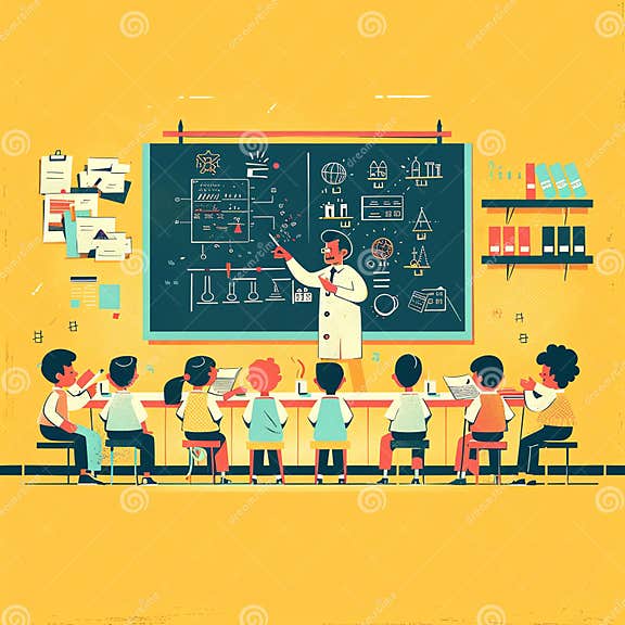 Teacher Explains Scientific Formula To Students in Classroom Setting ...