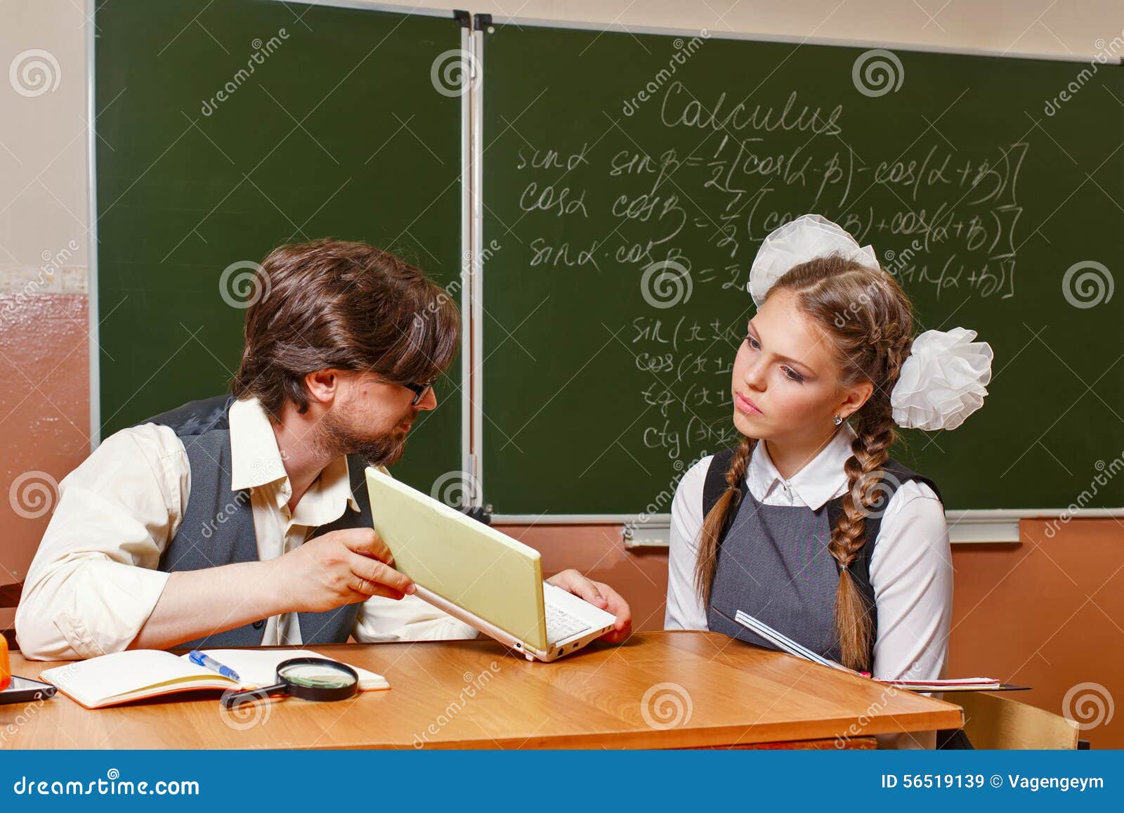 Teacher Explains the Student Difficult Task. Stock Image - Image of ...