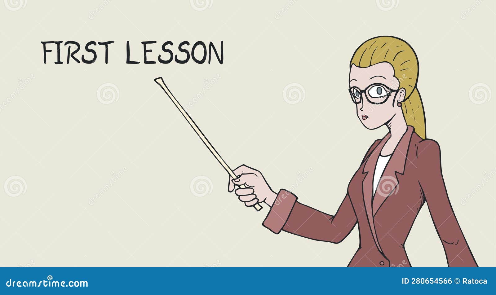 Teacher and First Lesson Message Stock Vector - Illustration of school ...