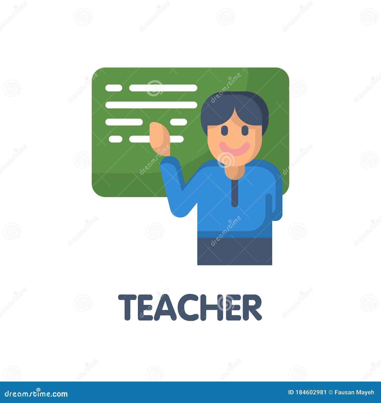 Teacher Flat Icon Style Design Illustration on White Background Stock Vector - Illustration of ...