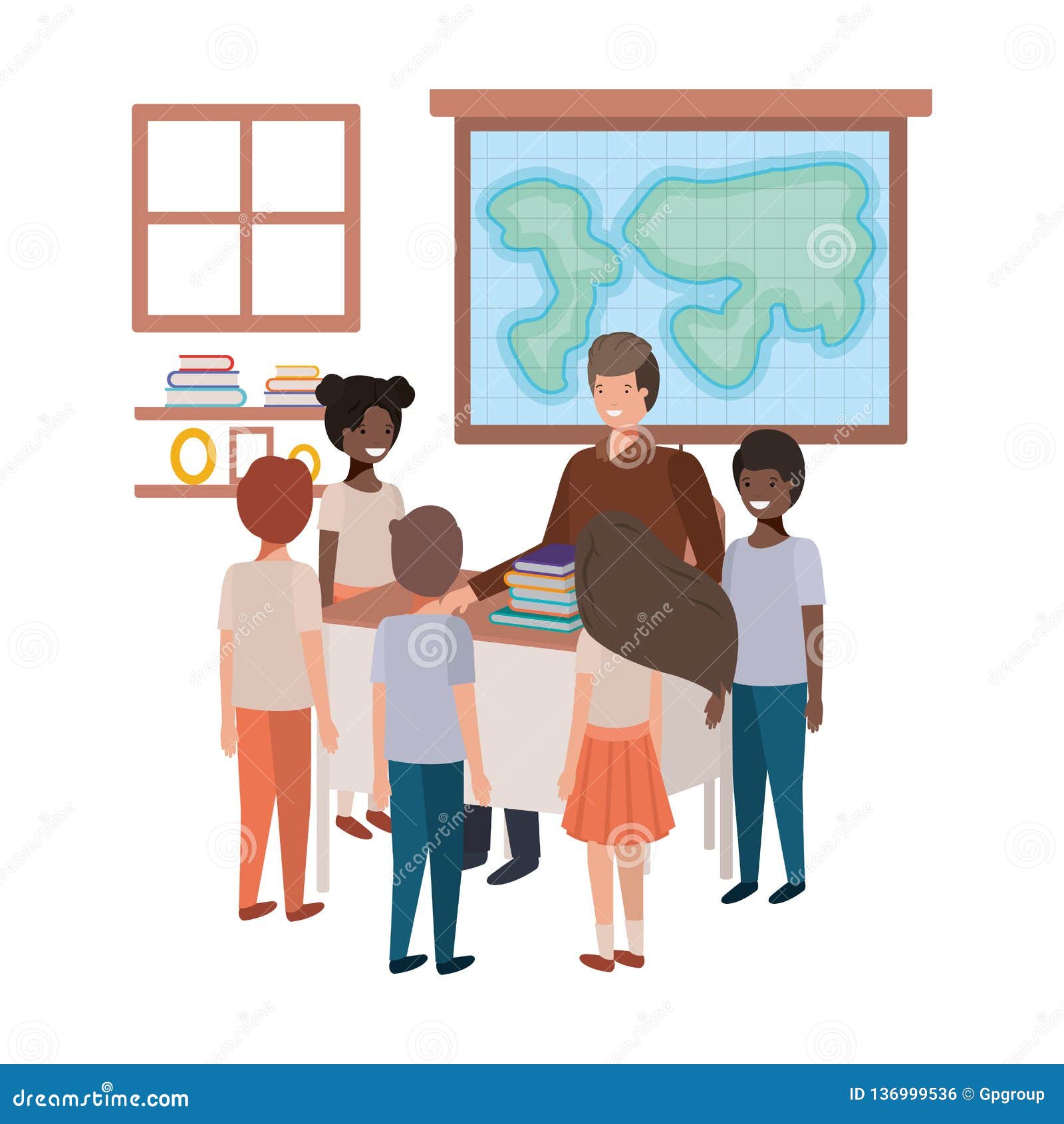 Teacher in the Geography Class with Students Stock Vector ...