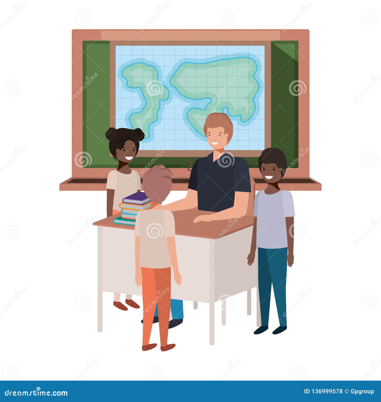 Teacher in the Geography Class with Students Stock Vector ...
