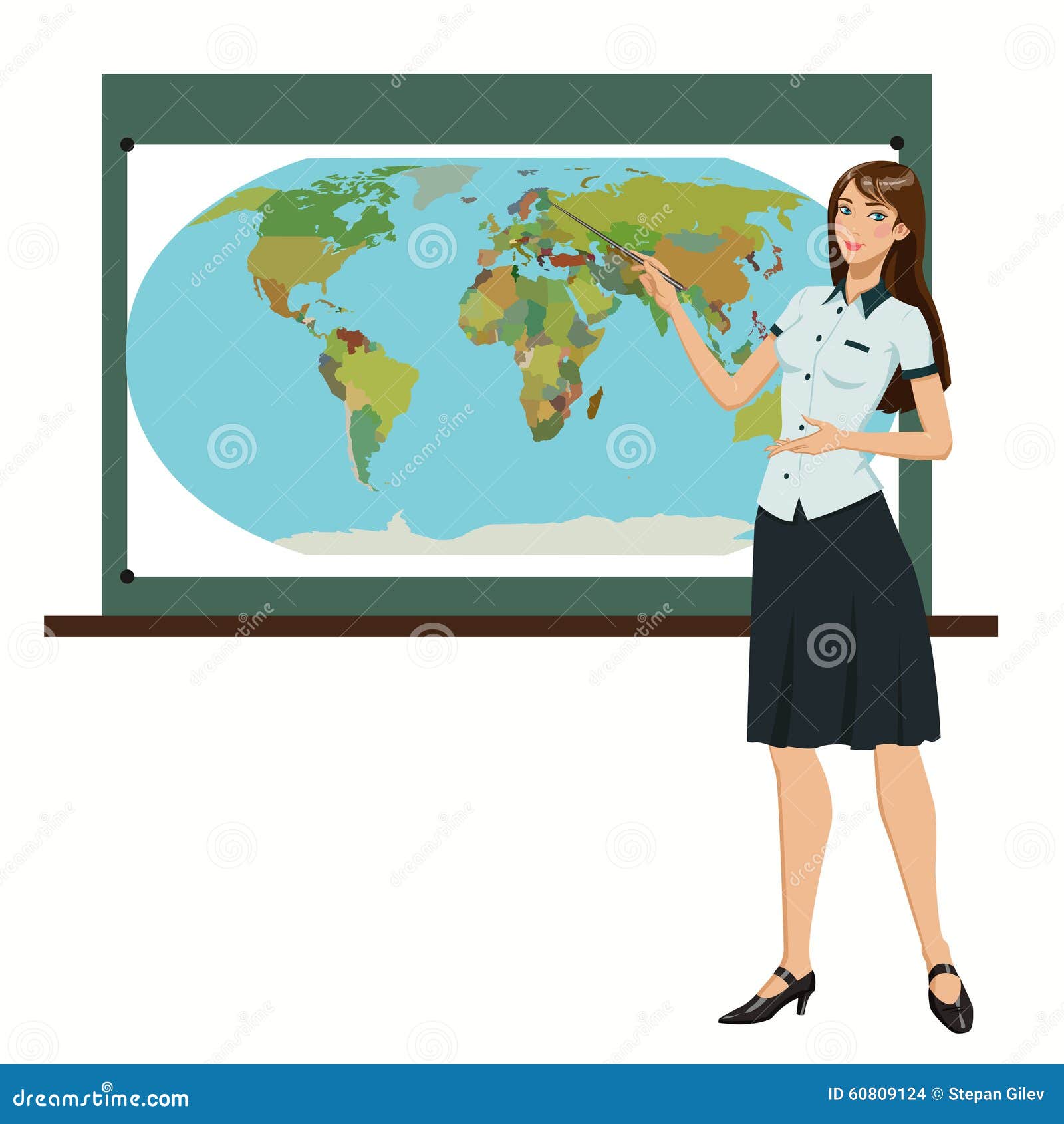 Teacher of Geography stock vector. Illustration of female - 60809124