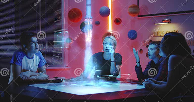 Teacher Giving a Class on Space Exploration Stock Image - Image of ...