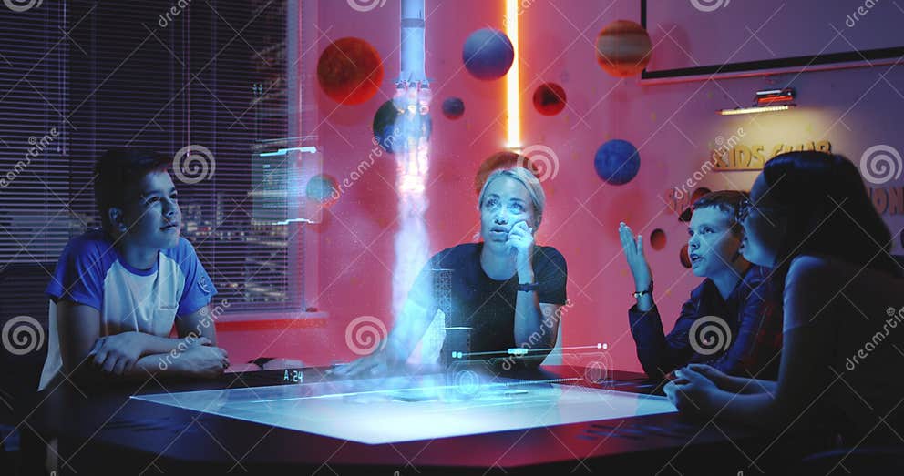 Teacher Giving a Class on Space Exploration Stock Image - Image of ...