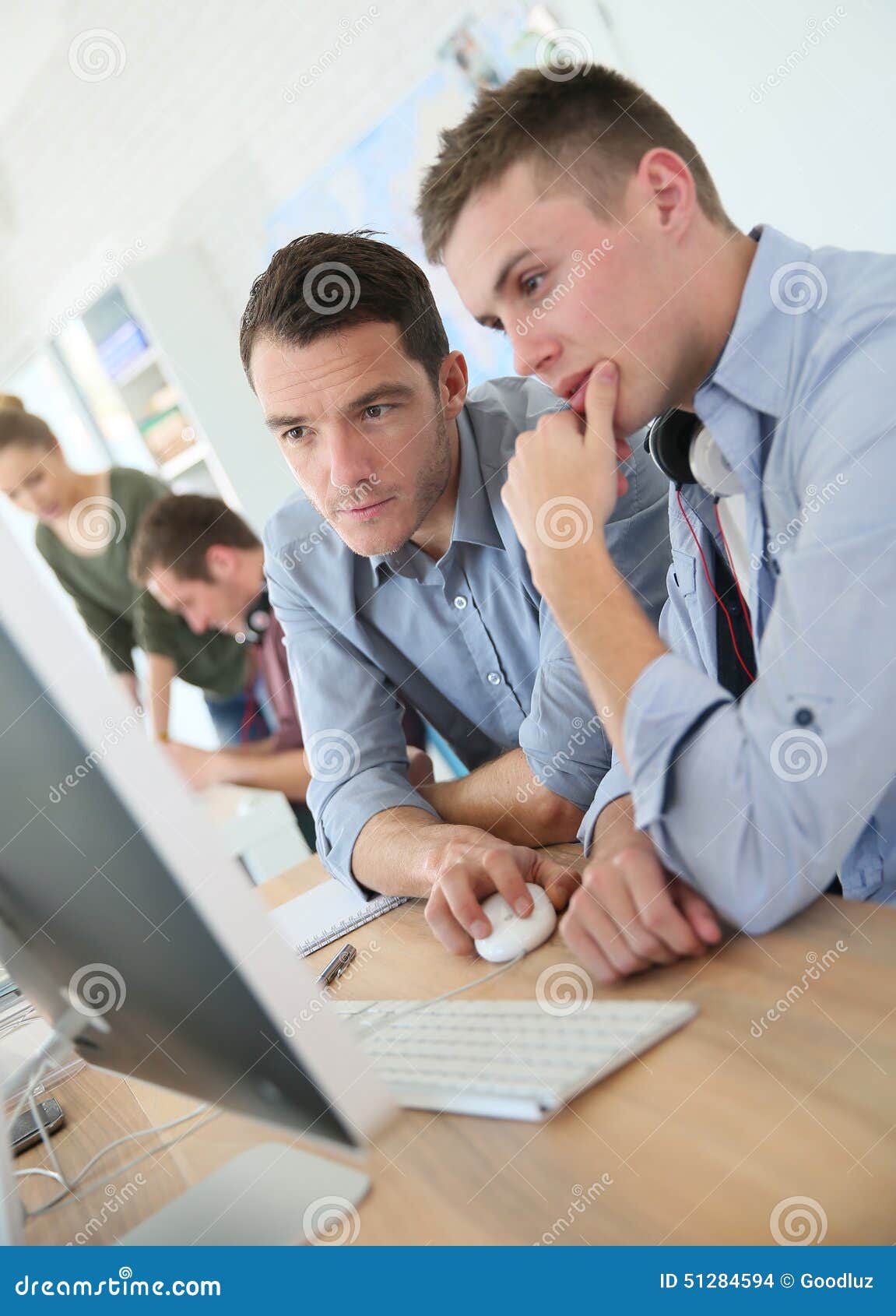 Teacher Giving Computer Skills To Student Stock Photo - Image of ...