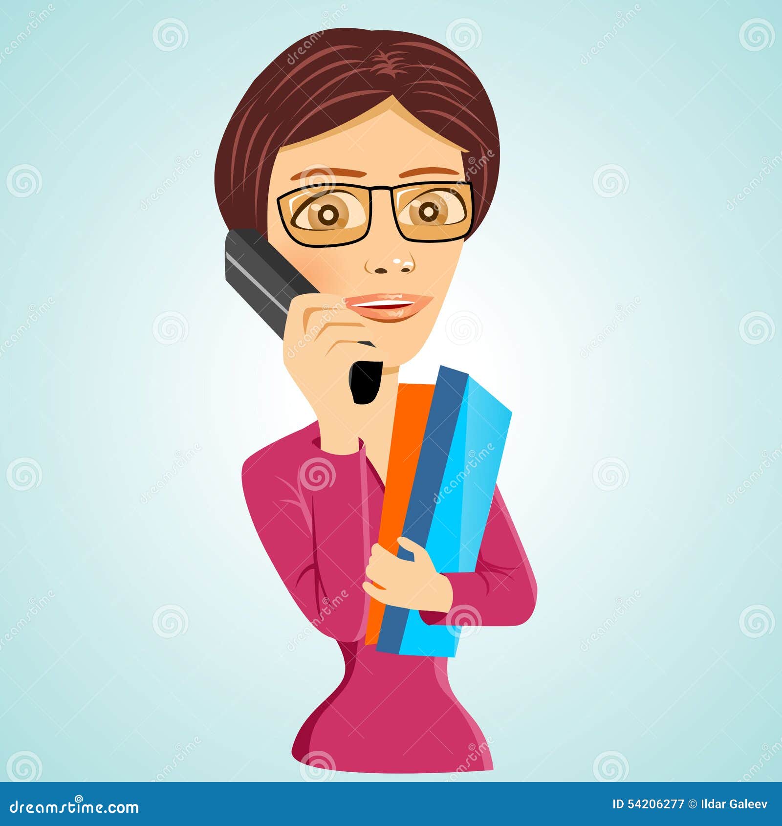 Teacher with Glasses and Folders Stock Vector - Illustration of phone ...