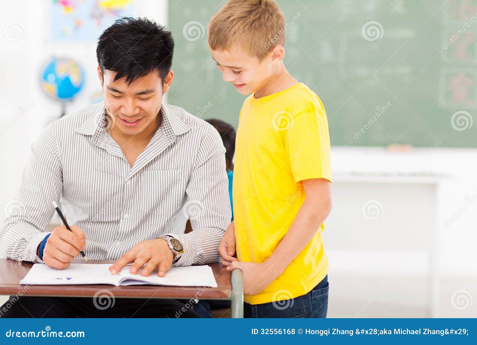 Teacher grading stock photo. Image of lesson, asian, exercise - 32556168