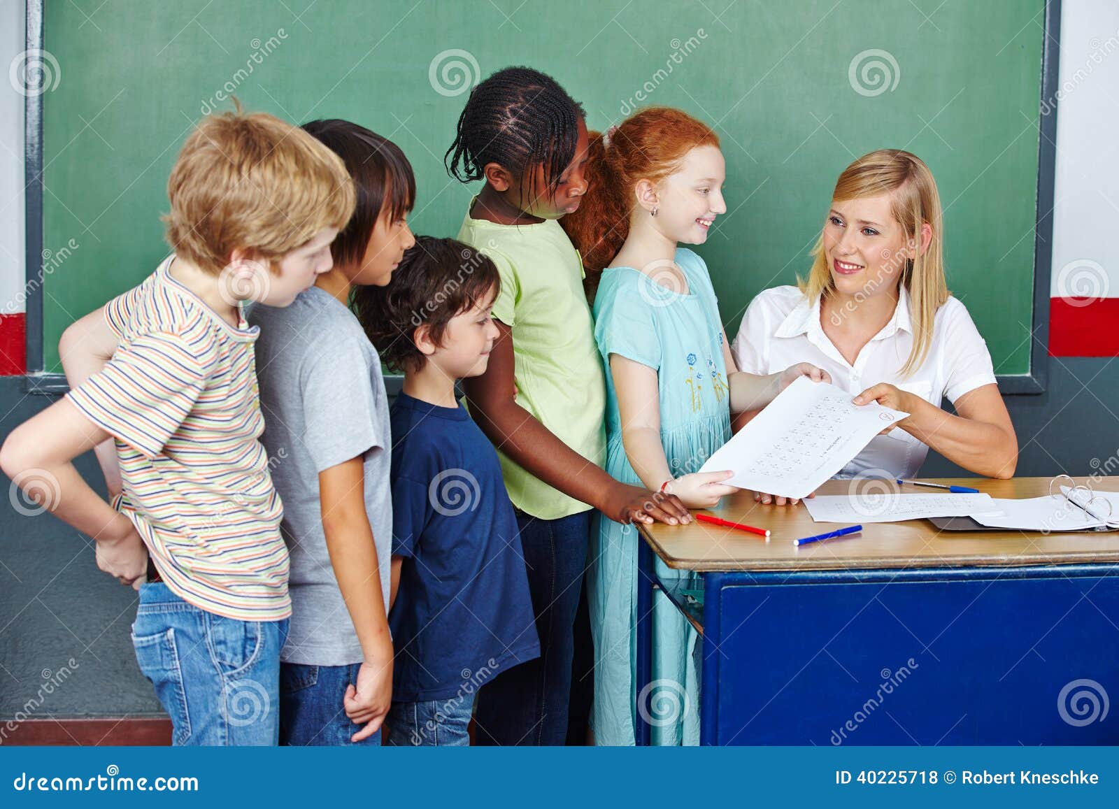 Teacher Grading Tests for Students Stock Photo - Image of lessons, test ...