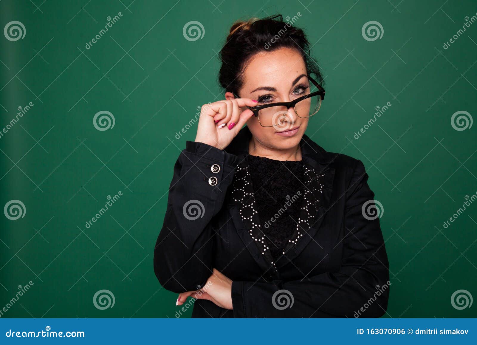 Teacher at the Green Board in Class at School Stock Photo - Image of ...